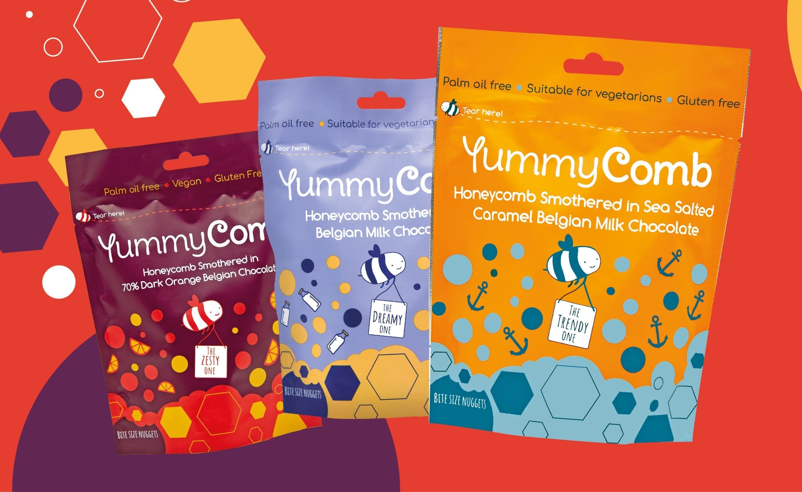 Belgian Chocolate Covered Honeycomb Mixed Pouches (100g) x3 | YummyComb
